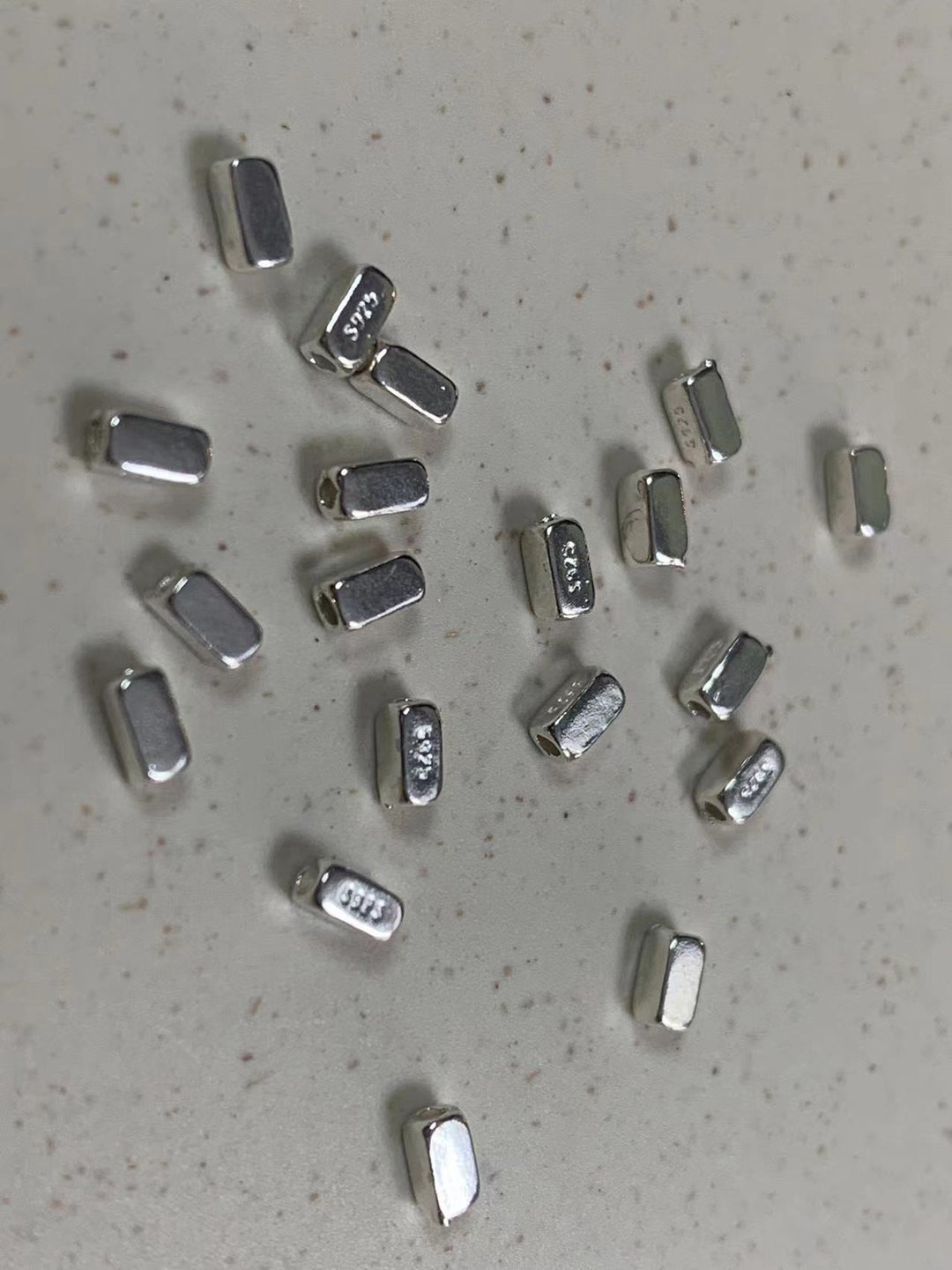Sterling Silver Rectangle Beads, Cuboid Bead, Box Bead, Square Bead ...