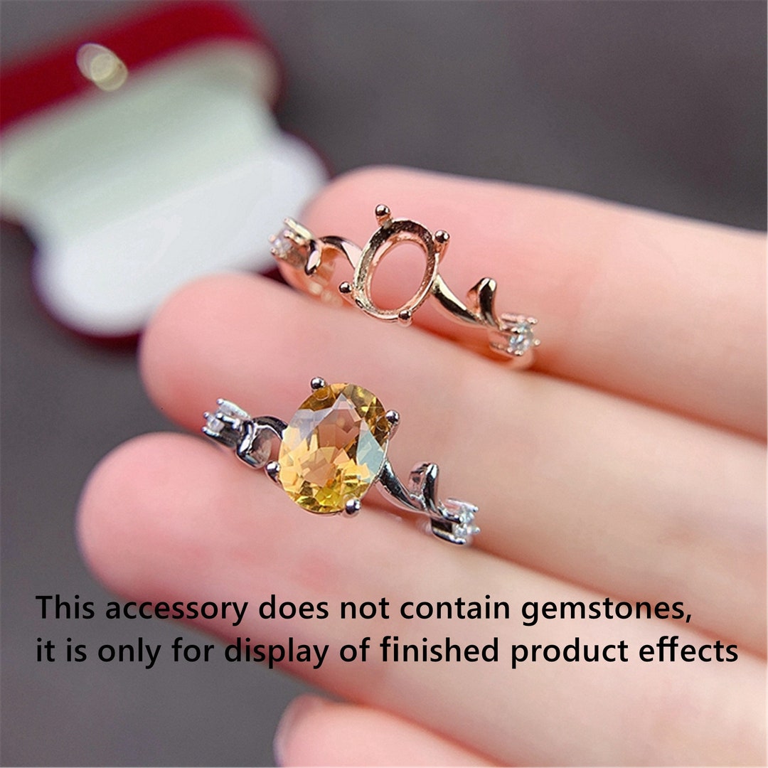 Sterling Silver Oval Ring Setting, Oval Ring Head, 925 Silver Ring Prong Setting With Claw ...