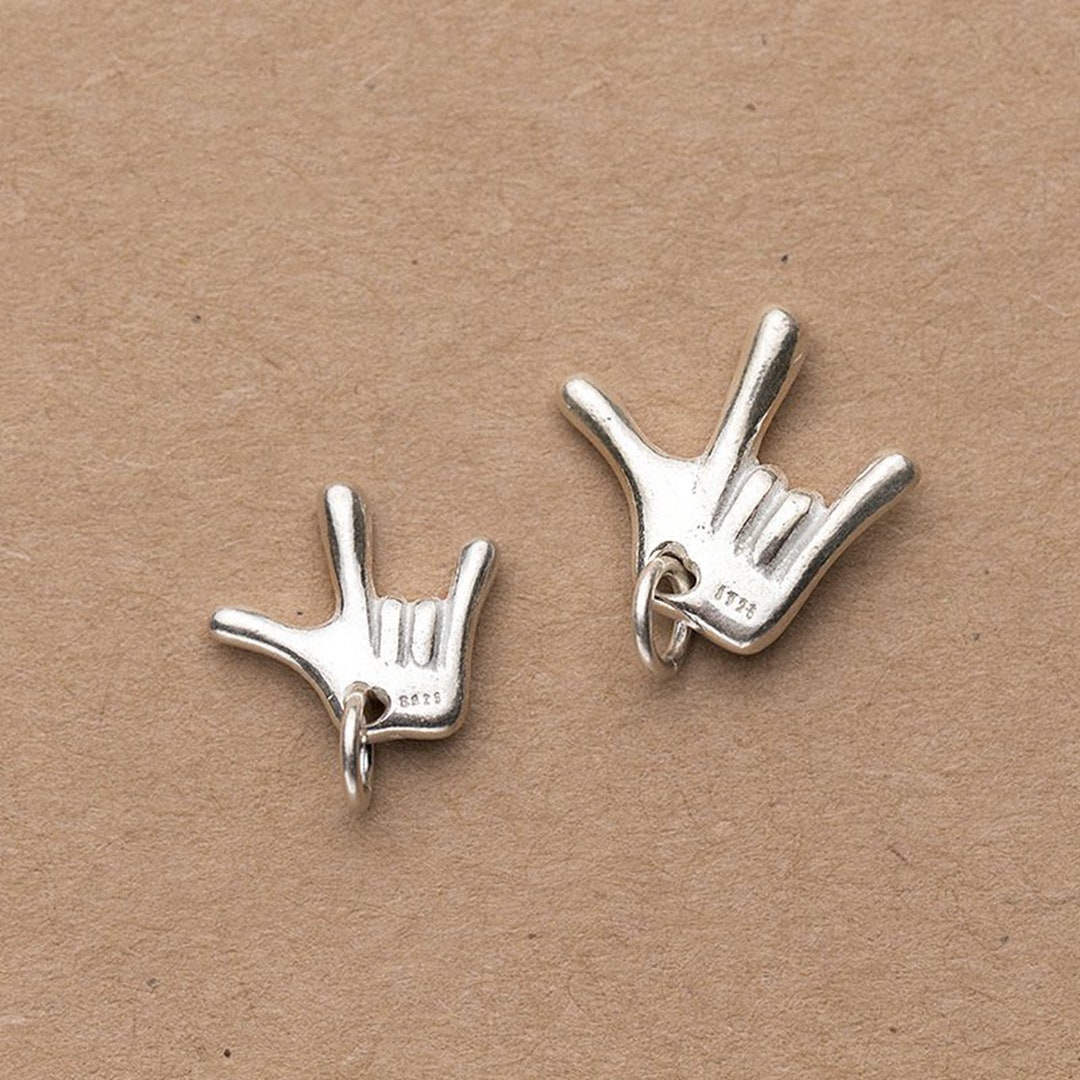 Sterling Silver I Love You Hand Sign Charm, Silver Hand Sign Bracelet ...