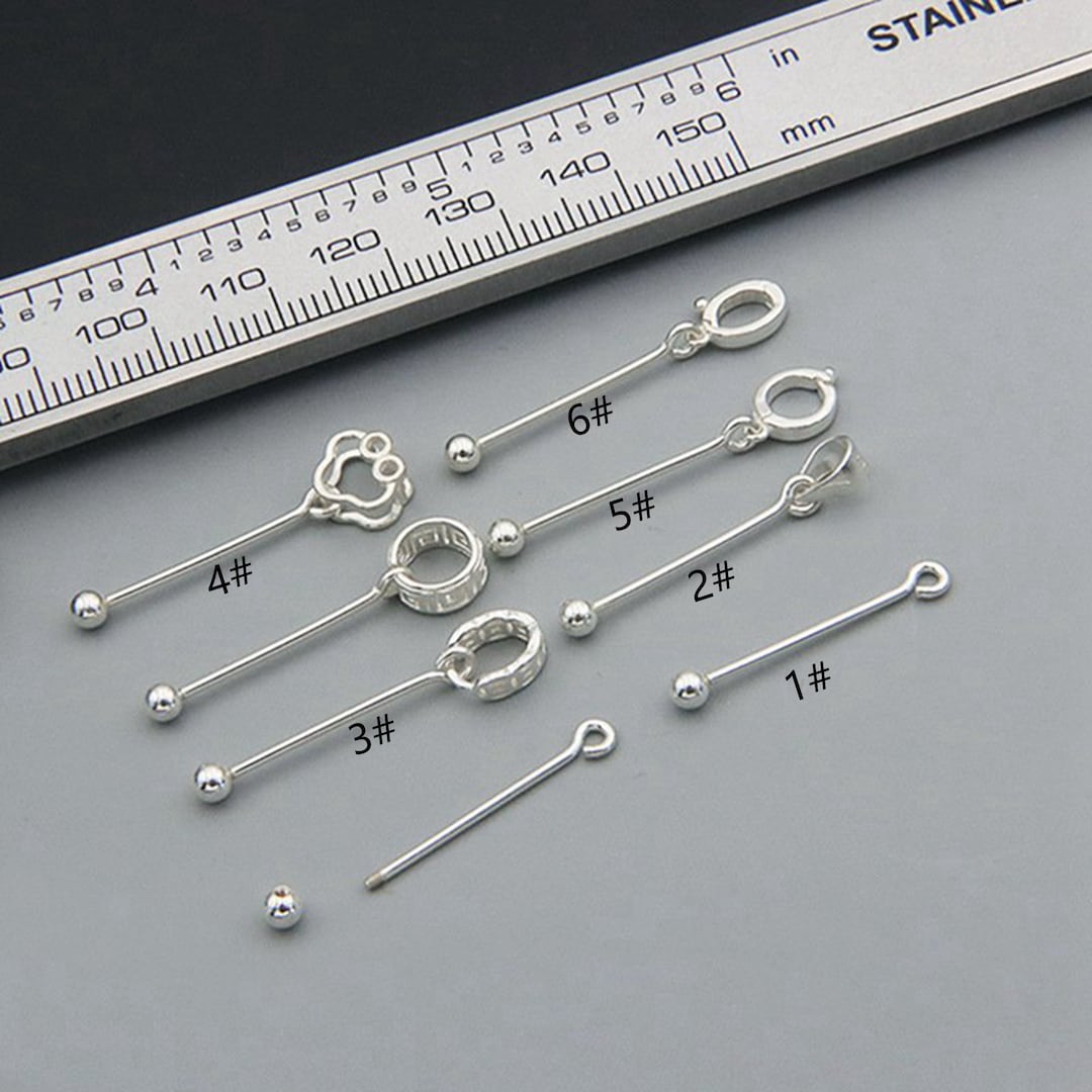 S925 Silver Screw Eyepins Bails, Sterling Silver Eye Pin With Ball Bead, Threaded Ball Eyepin ...