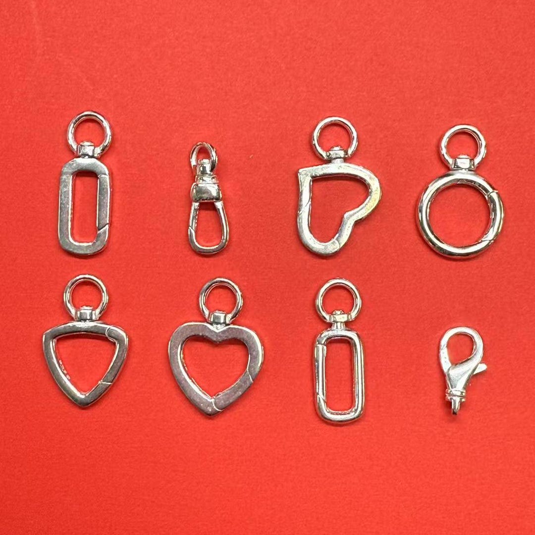 2pcs Sterling Silver Push Gate Clasps, Swivel Circle Clasp, Rectangle ...