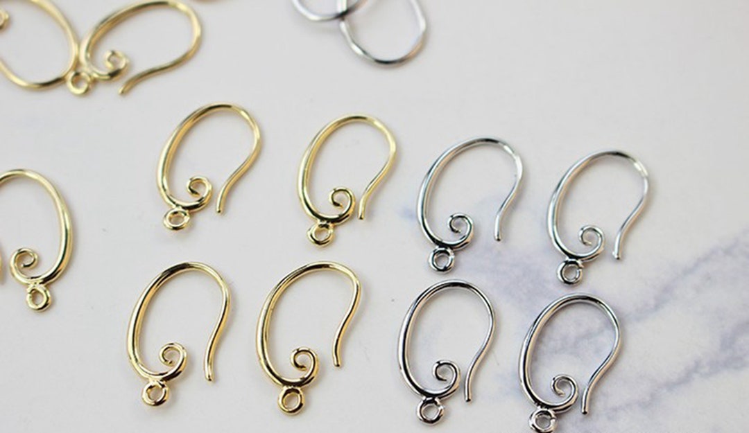 18K Gold Plated Spiral Earring Hooks With Loop, Gold Tone Hook Earrings ...