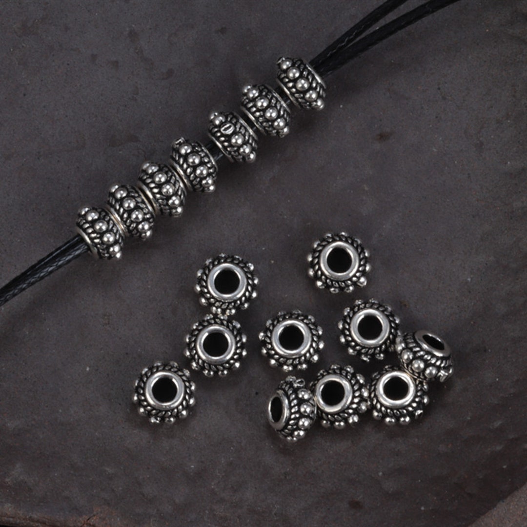 Sterling Silver Corrugated Tire Bead, 925 Silver Rondelle Bead, Wheel ...