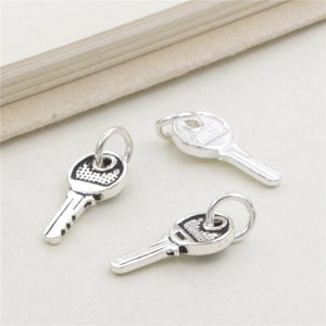 Sterling Silver Small Key Charms, 925 Silver Key Charm, Key Charms ...