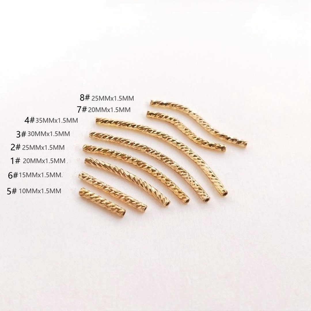 14K Gold Plated Straight Tube Bead, Cut Tube Bead, Spacer Bead, S Shape ...