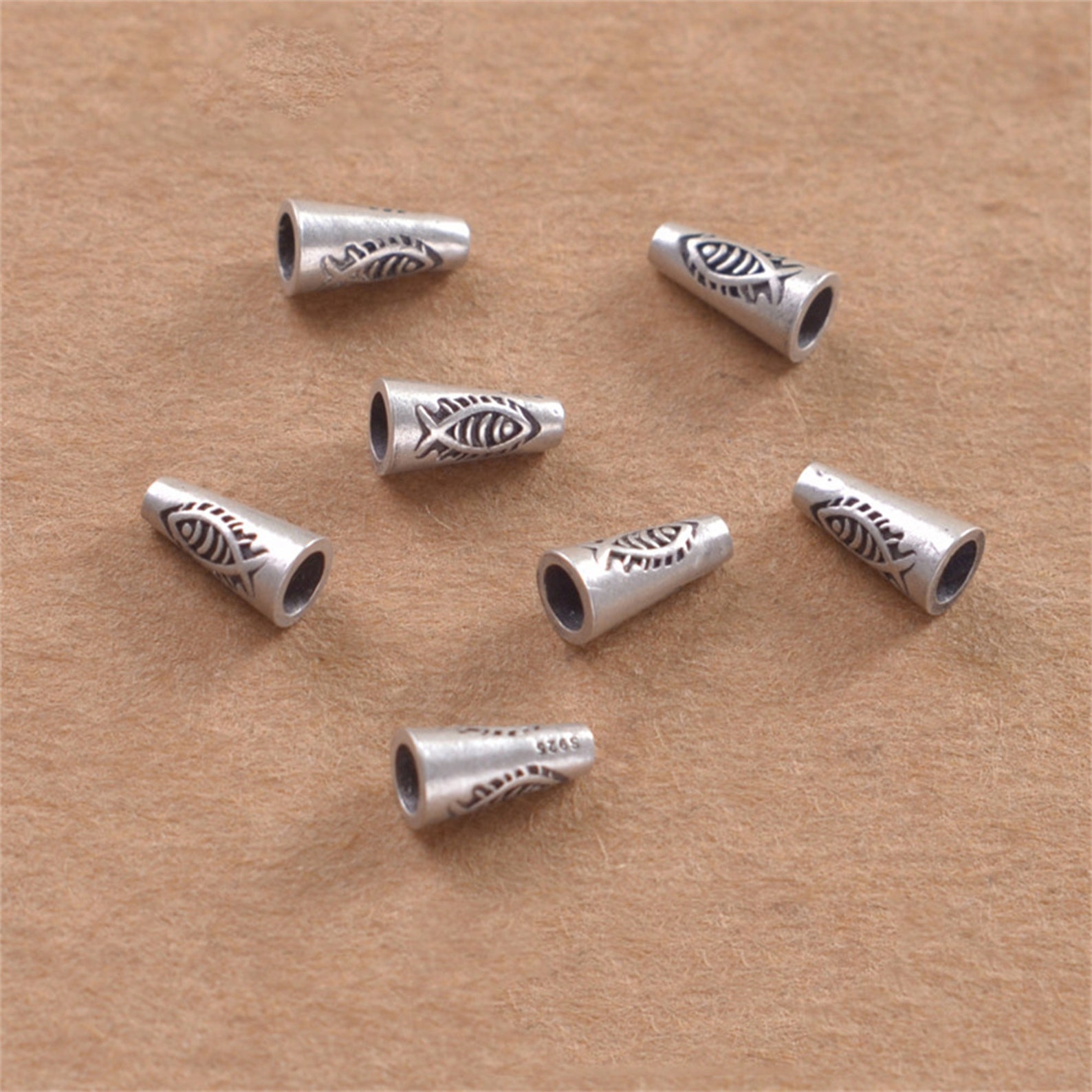 Sterling Silver Fish Bone Bead Caps, Vintage Tassel End - Etsy