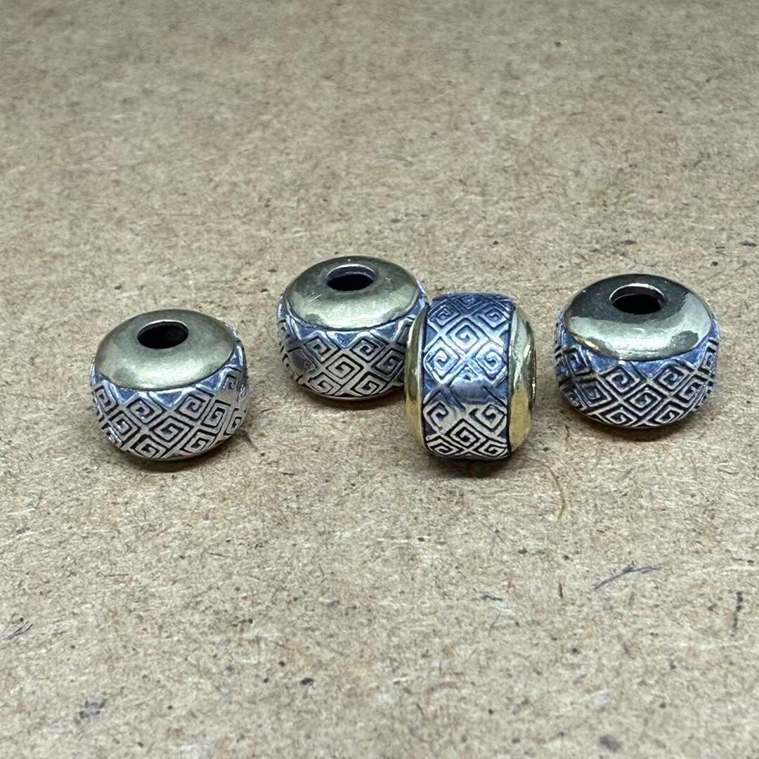Sterling Silver Greek Key Barrel Bead, 8x10.5mm - Etsy
