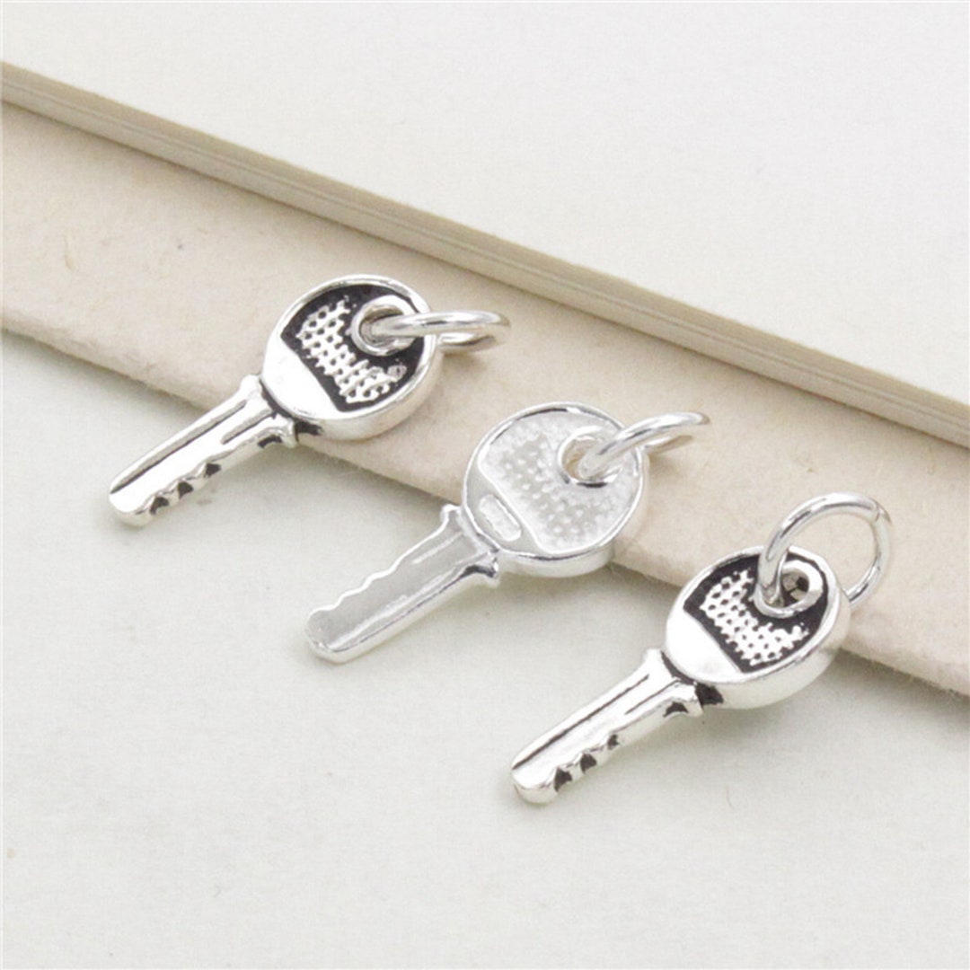 Sterling Silver Small Key Charms, 925 Silver Key Charm, Key Charms ...