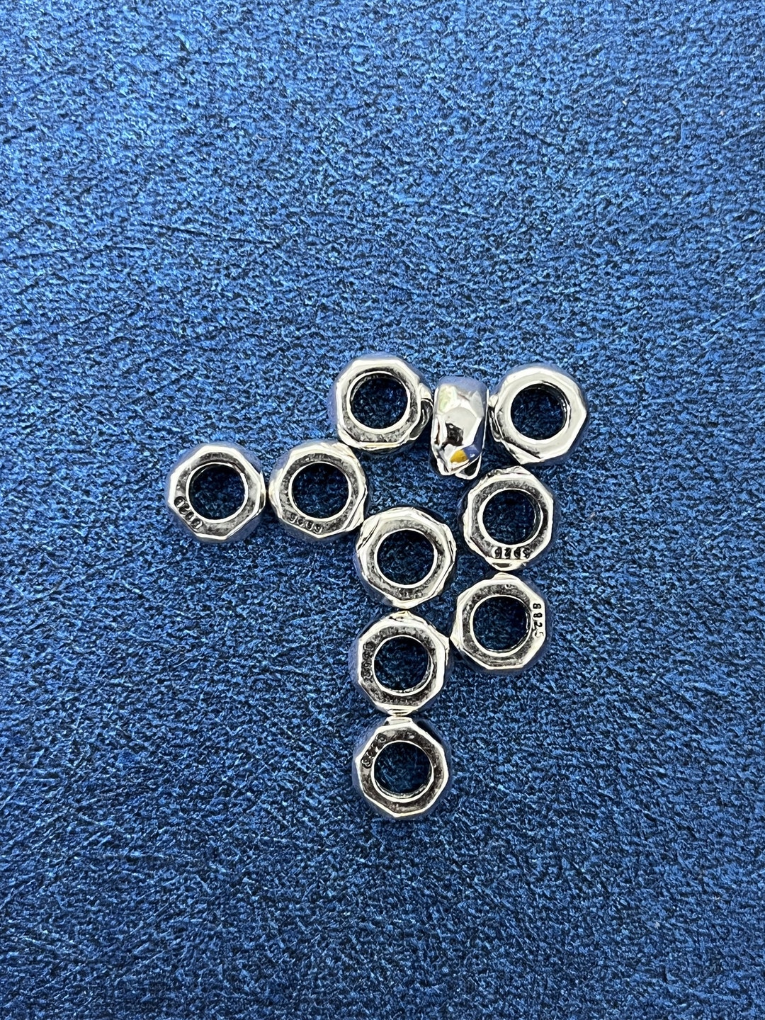 Sterling Silver Large Hole Screw Nut Beads, Silver Polygon Beads, 925 ...