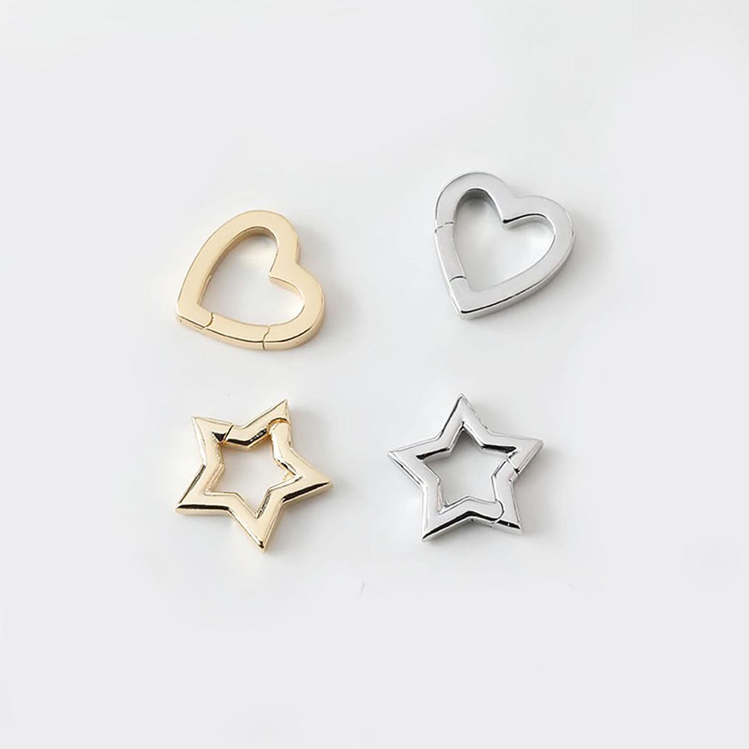 14K Gold Plated Love Heart Clasp, Gold Tone Star Clasp, Love Lobster ...