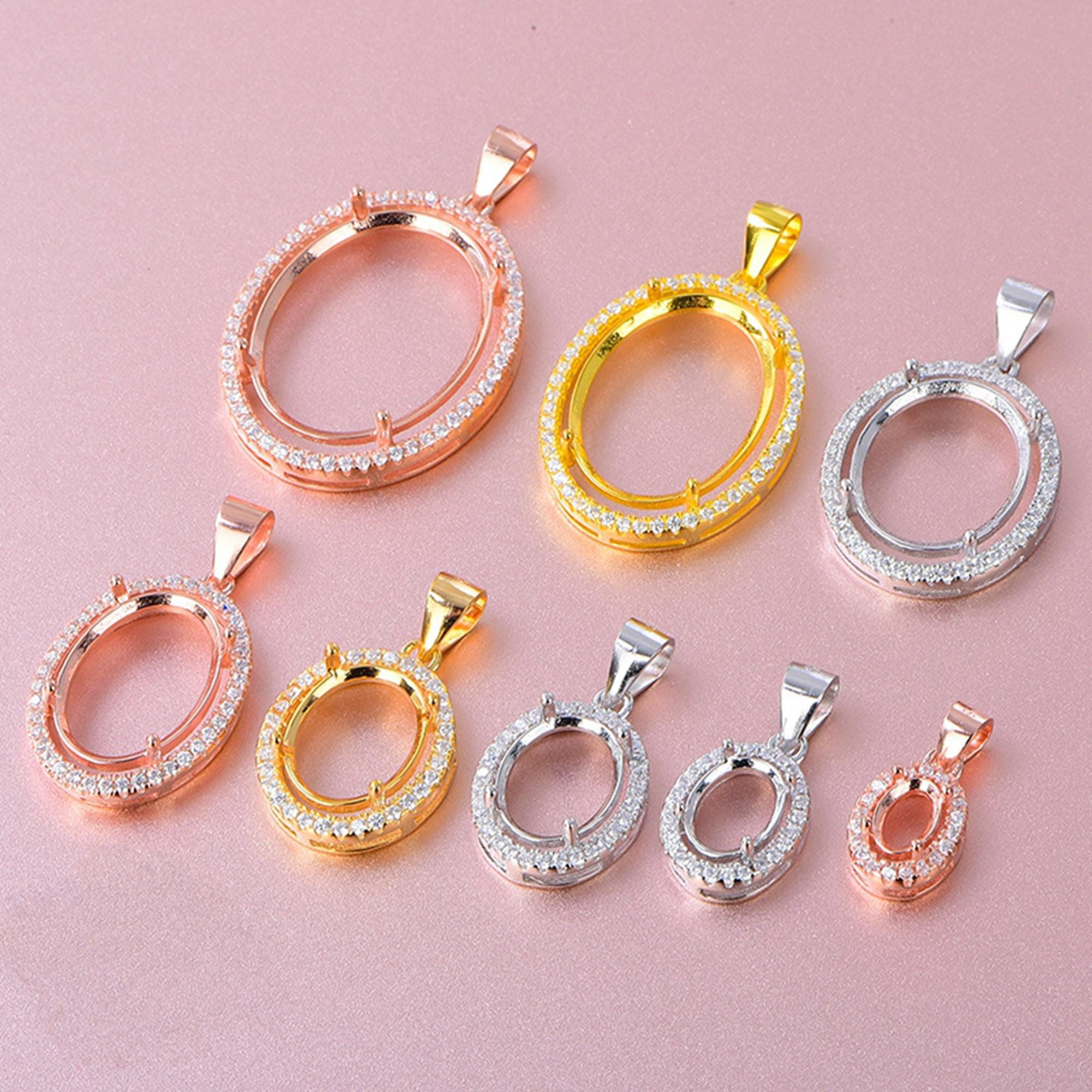 S925 Sterling Silver Prong Bezel Settings for Oval Stone , Prong ...