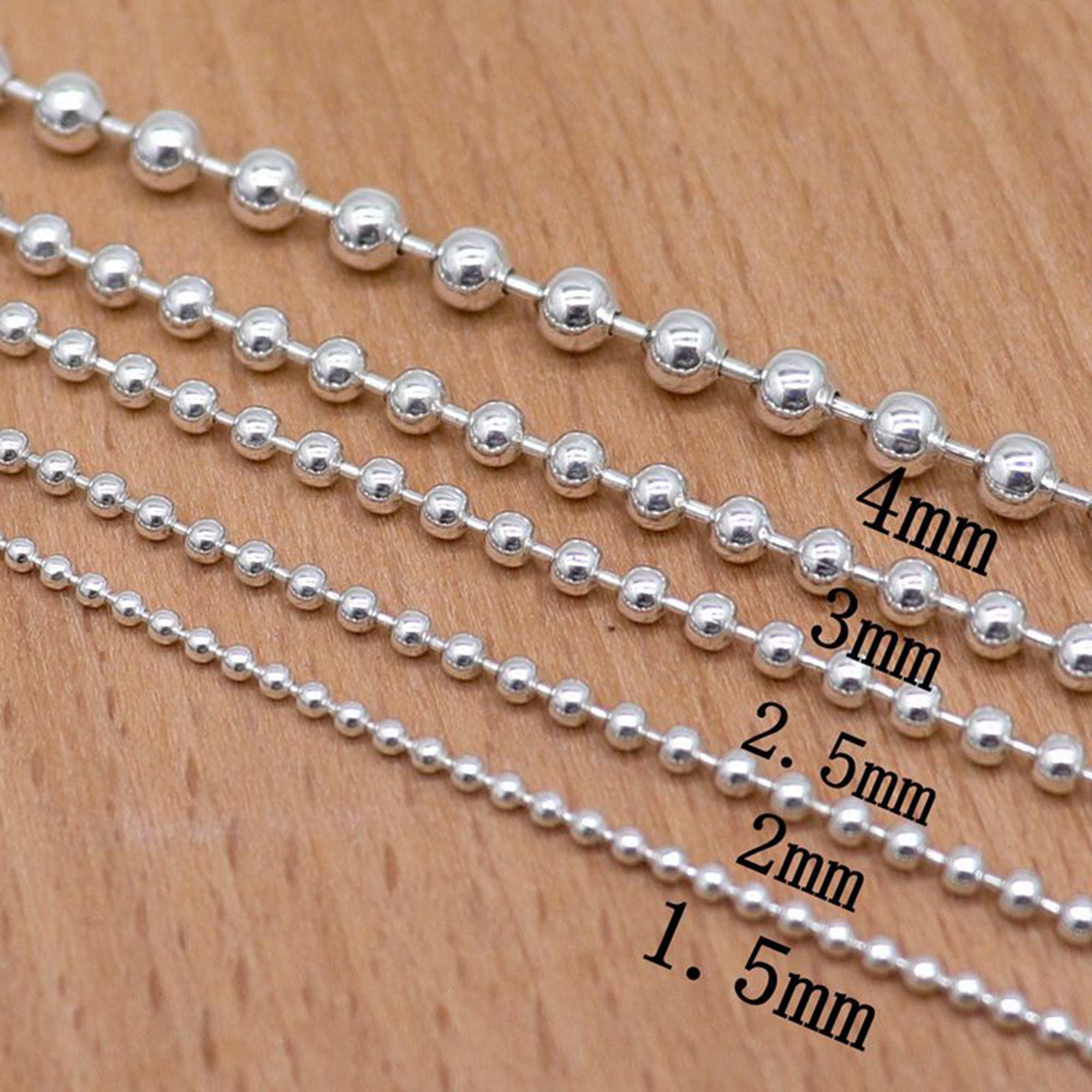 Sterling Silver Ball Bead Chain, Jewelry Making Necklace (2mm 3mm) - Etsy