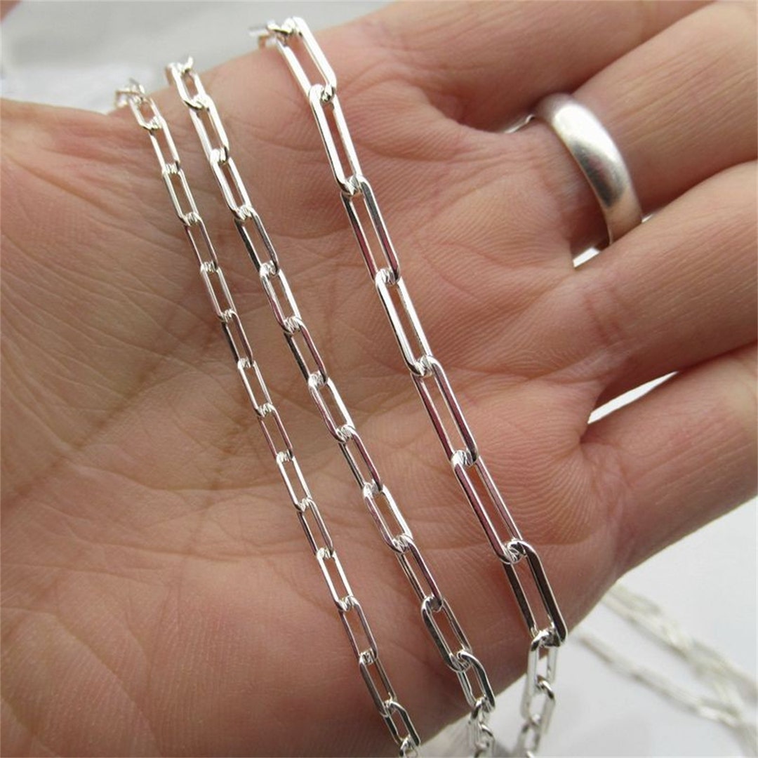 Sterling Silver Paper Clip Chain, 925 Silver Paperclip Chain for ...