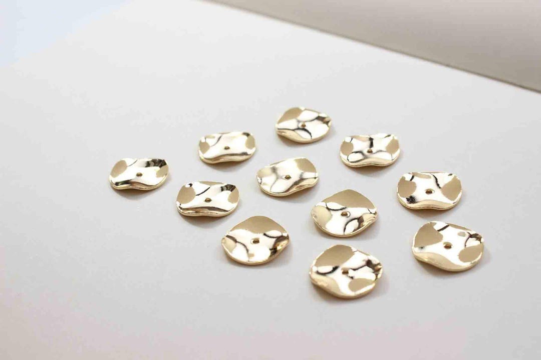 14K Gold Plated Wavy Spacer Beads, Copper Wave Disc Bead (10mm 12mm) - Etsy