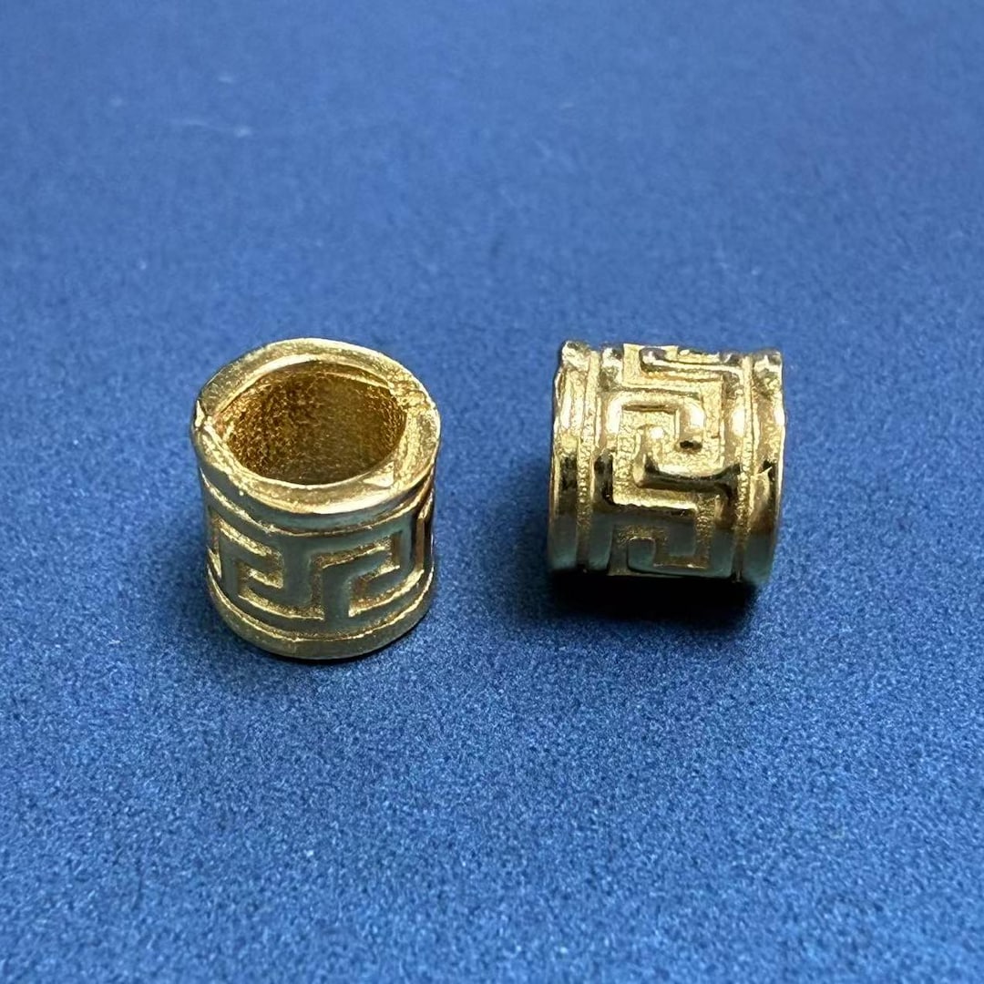 24k Gold Plated Sterling Silver Greek Key Barrel Bead, 5mm - Etsy