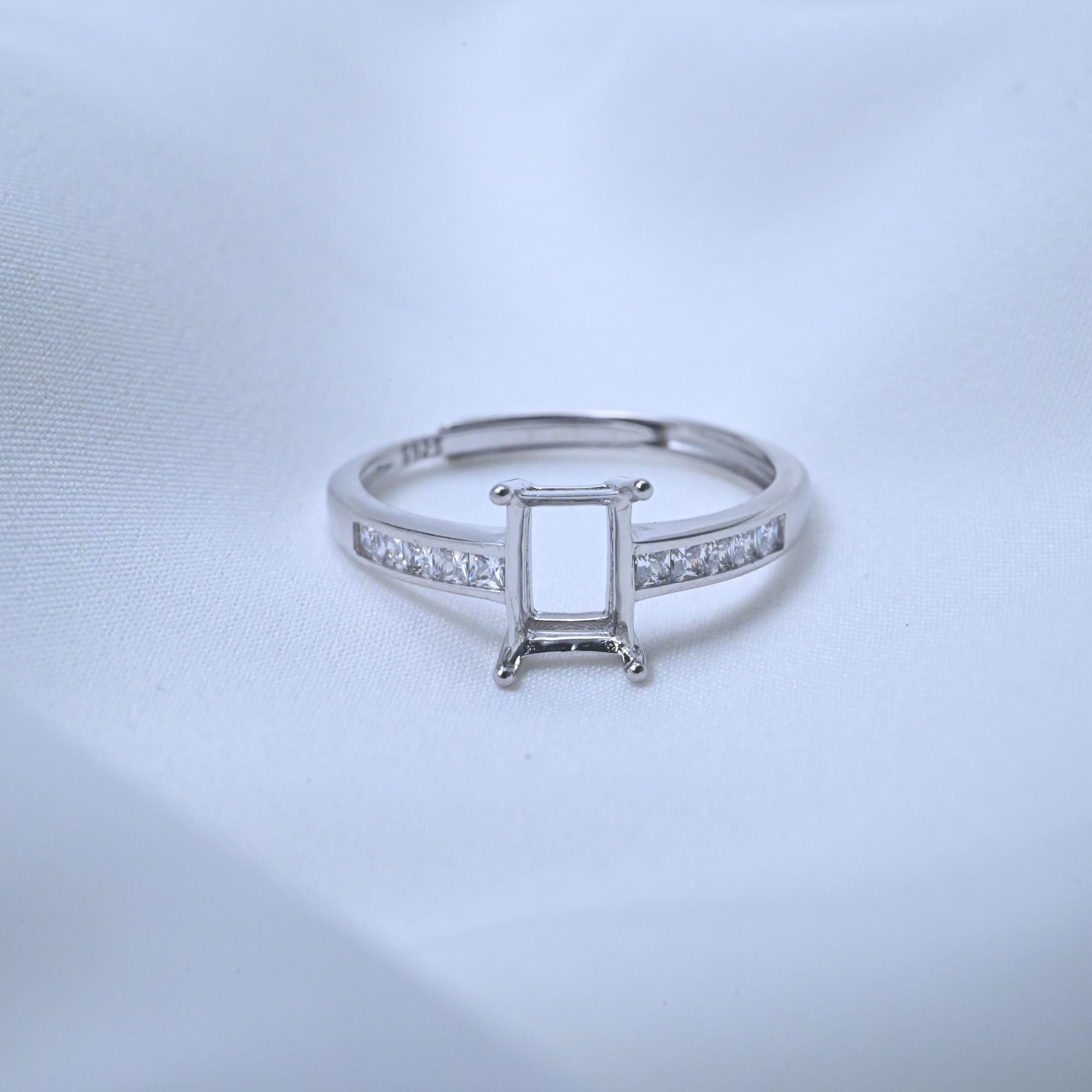 Minimalist Sterling Silver Rectangle Ring Setting, DIY Jewelry (4x6 to ...