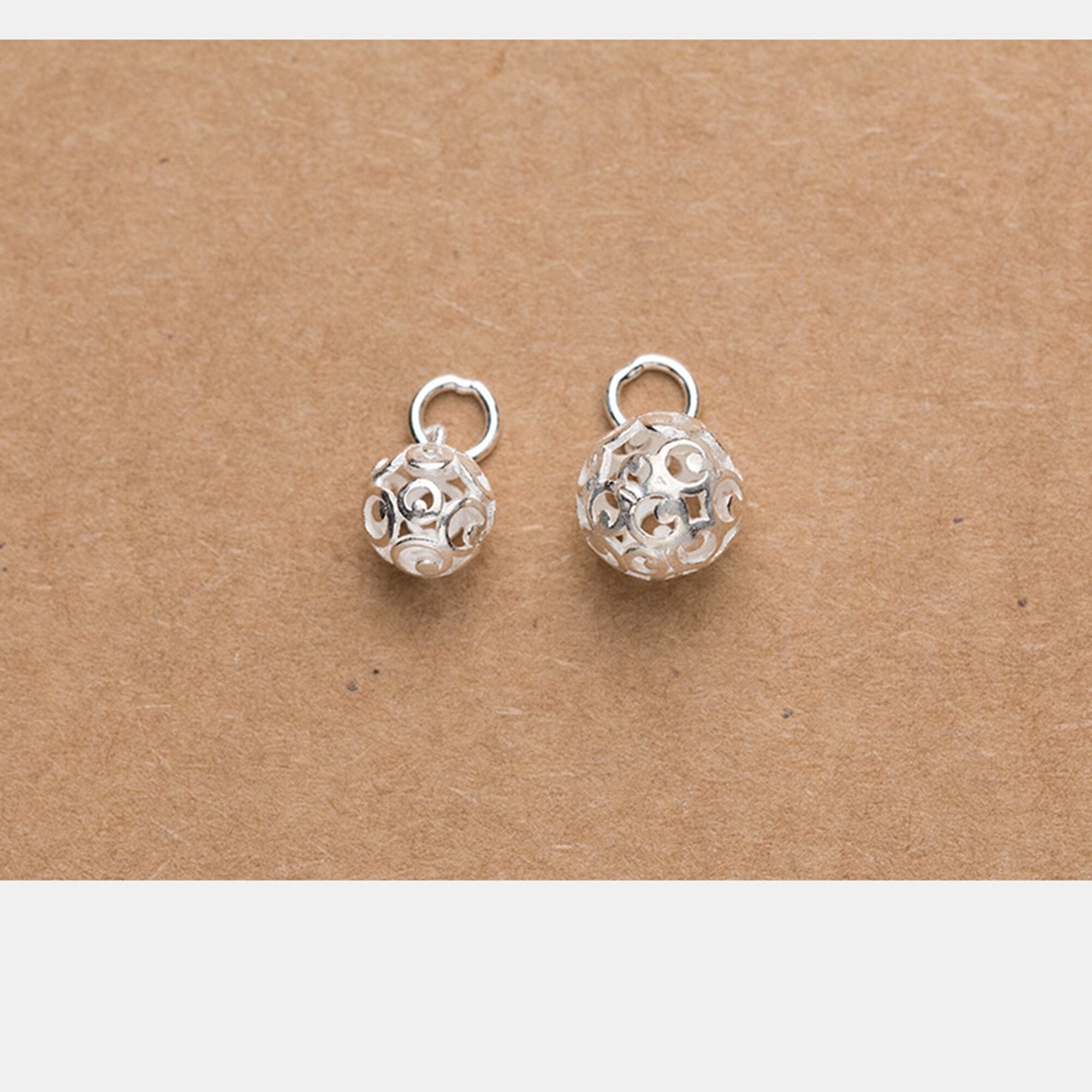 Sterling Silver Hollow Cloud Ball Charm, Jewelry Making - Etsy
