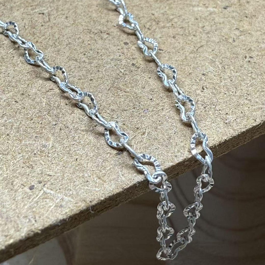 Sterling Silver Sparkle Heart Chain, Bulk Hammered Heart Chains ...