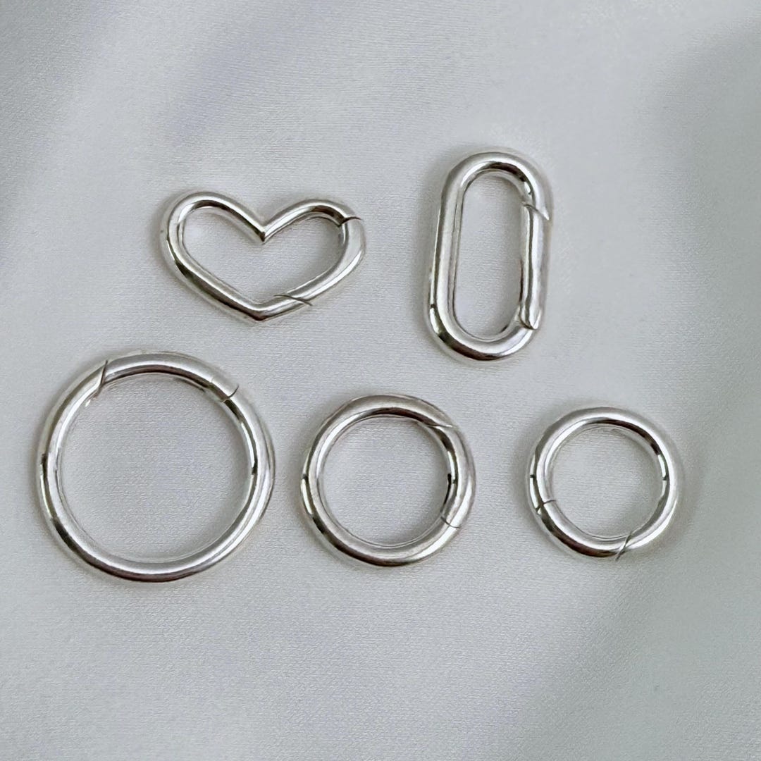 Sterling Silver Ring Gate Clasp , Geometric Push Clasp, Link Clasp ...