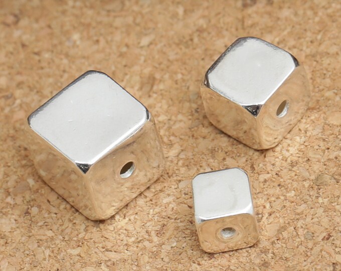Sterling Silver Cube Beads, Sterling Cube Beads, 925 Silver Cube Beads ...