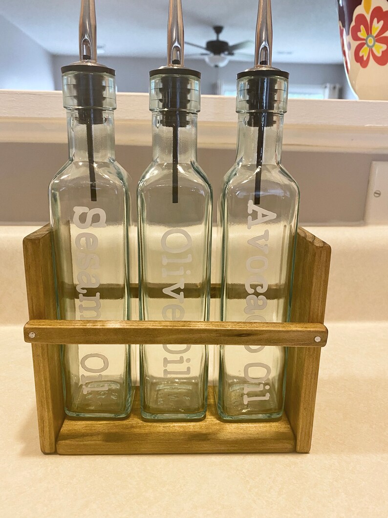 Oil Bottles and Caddy Oil Bottle Holder Set of Bottles - Etsy
