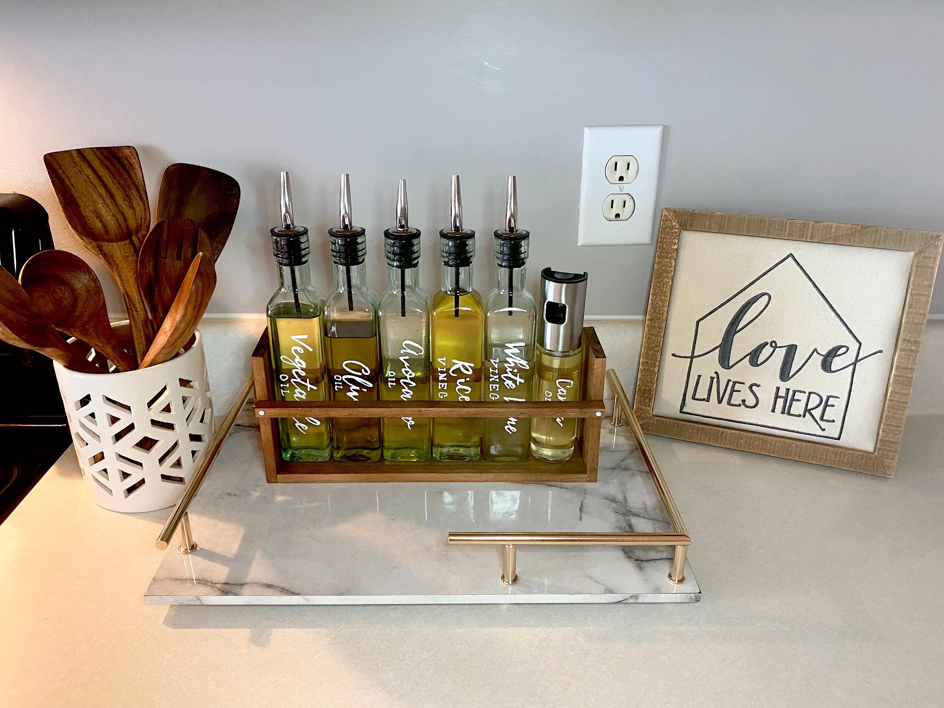 Oil Bottles and Caddy Oil Bottle Holder Set of Bottles | Etsy