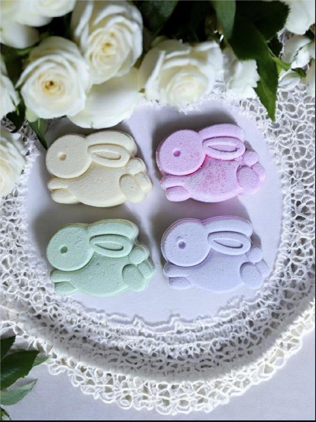 Bunny Bath Bomb Set – Rhubarb & Custard Scent, 4 Pack, Easter Gift ...