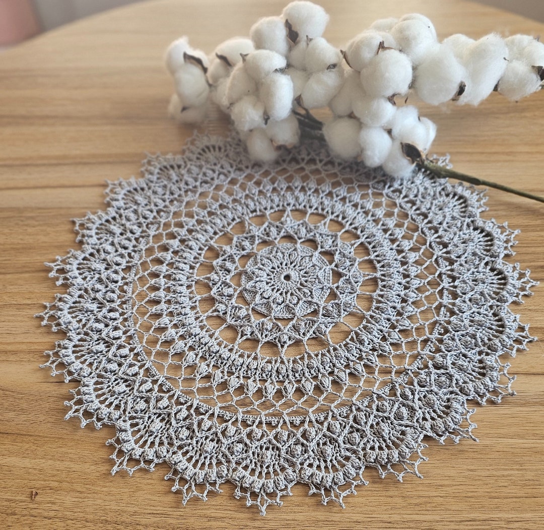 Silver Grey Crochet Doily 37cm Diameter - Etsy