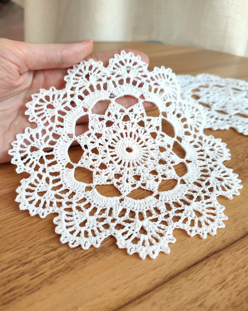Set of Three White Crochet Coasters for an Elegant Vintage Style Tea ...