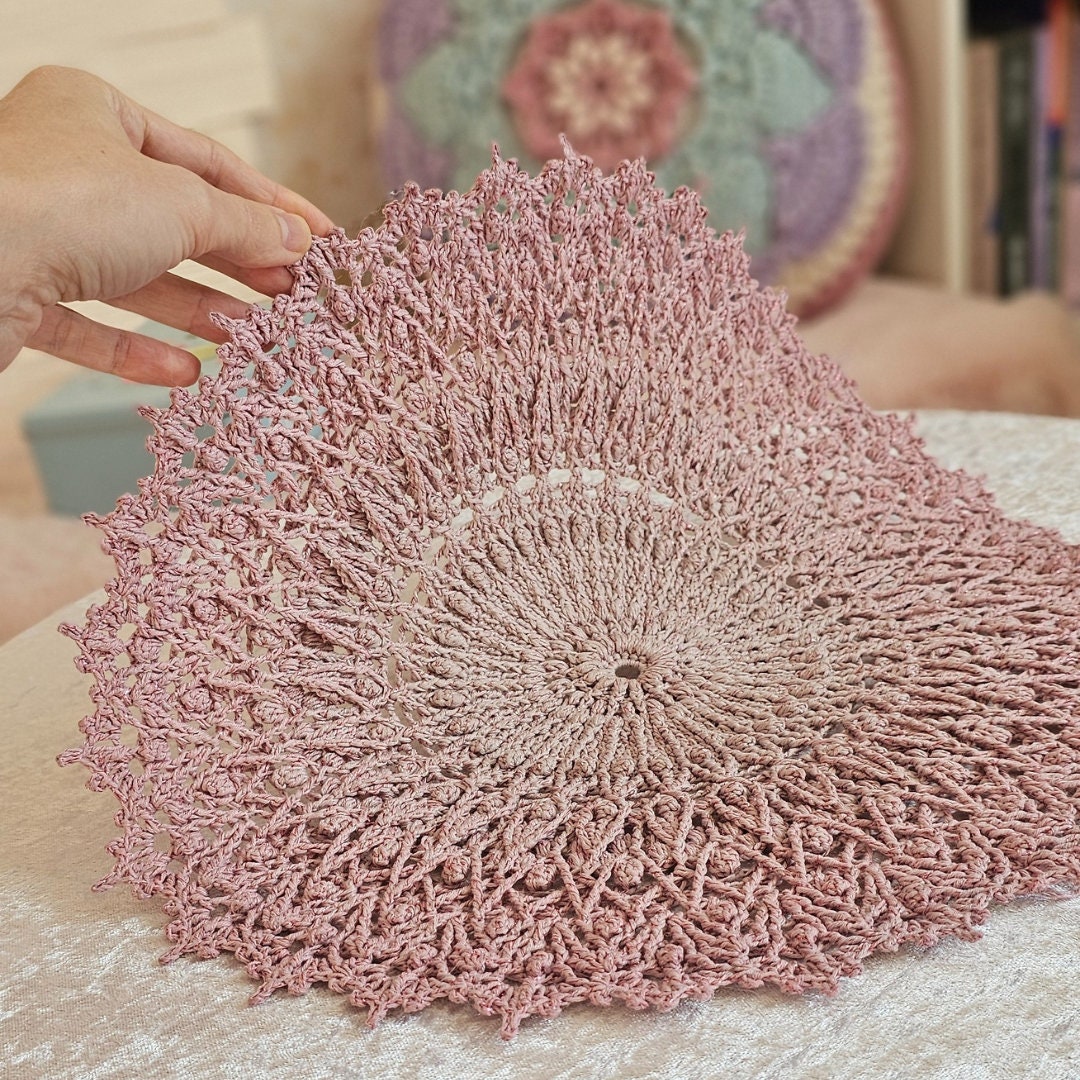 Pink Crochet Textured Doily With Glitter - Etsy