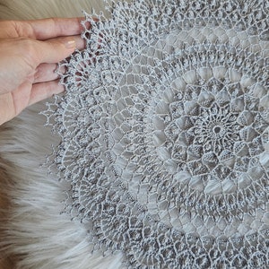 Silver Grey Crochet Doily 37cm Diameter - Etsy