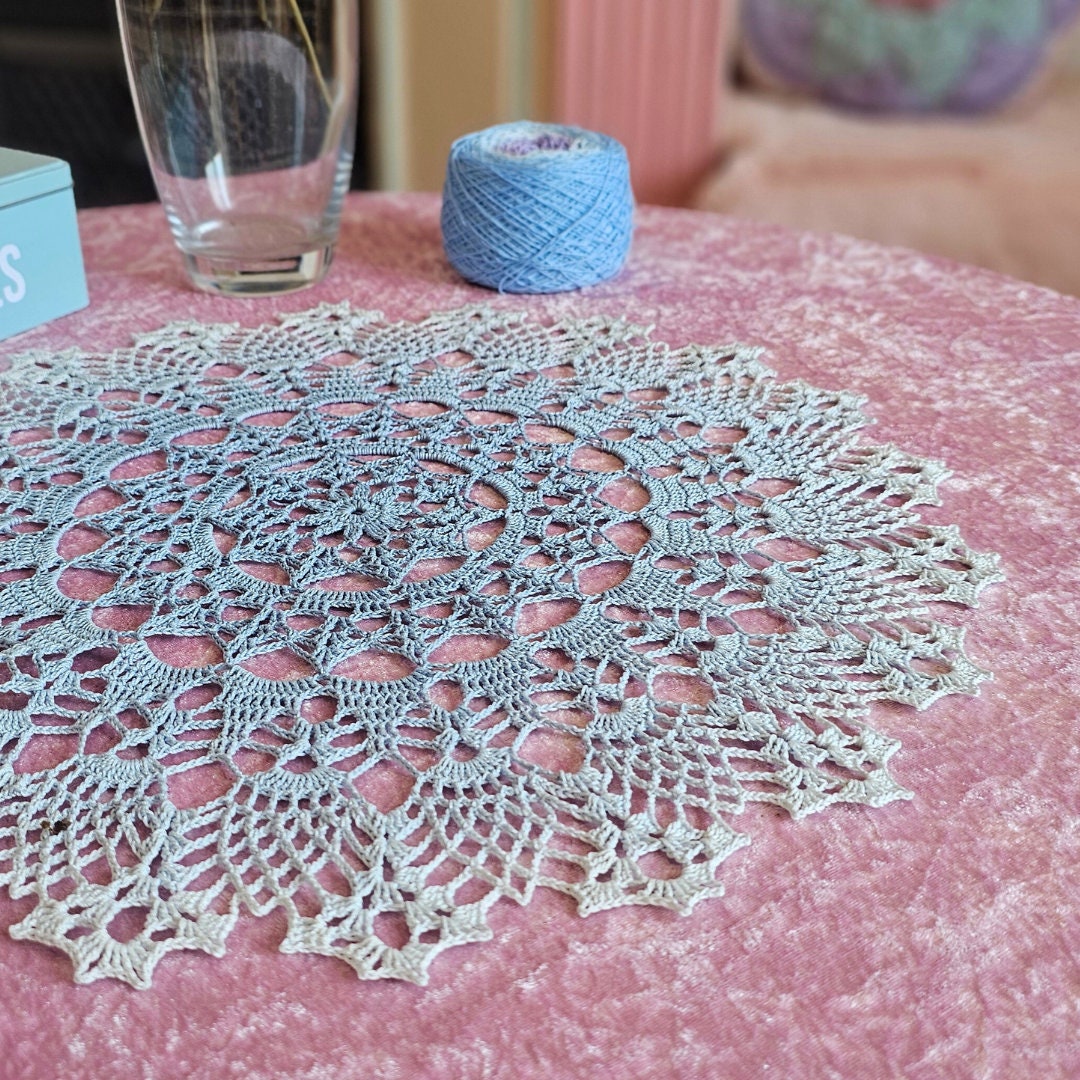Light Blue Lace Crochet Doily 43 Cm Diameter - Etsy
