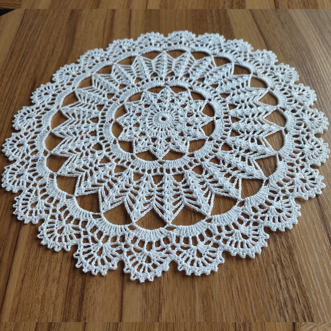 Classic White Round Crochet Doily for Decorating Breakfast Trays and ...