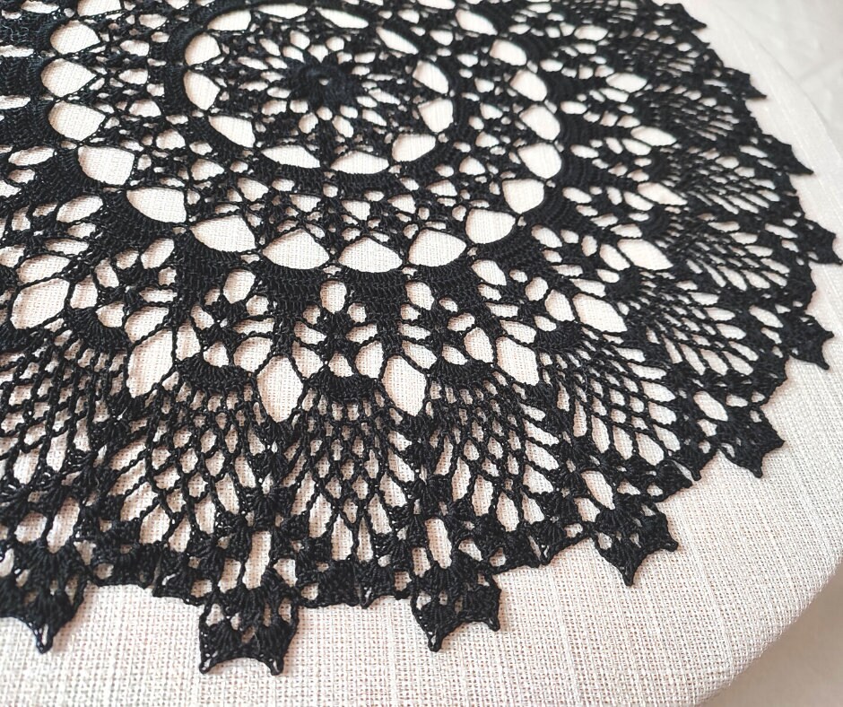 Black Lace Handmade Crochet Doily With Gothic Pattern - Etsy