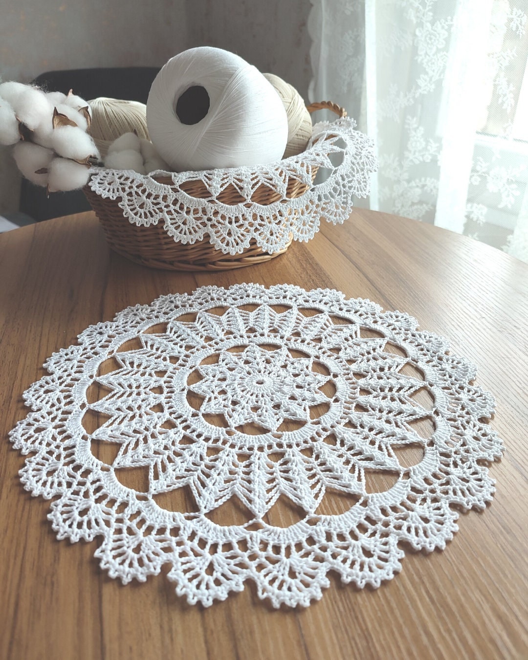 Classic White Round Crochet Doily for Decorating Breakfast Trays and ...