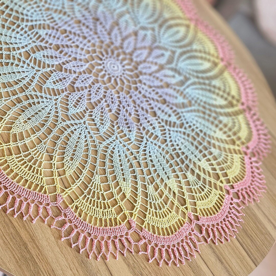 Large Crochet Doily in Pastel Rainbow Colours 70cm Diameter - Etsy
