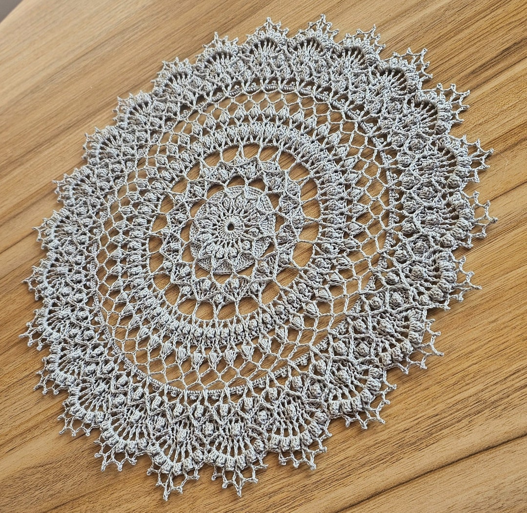 Silver Grey Crochet Doily 37cm Diameter - Etsy