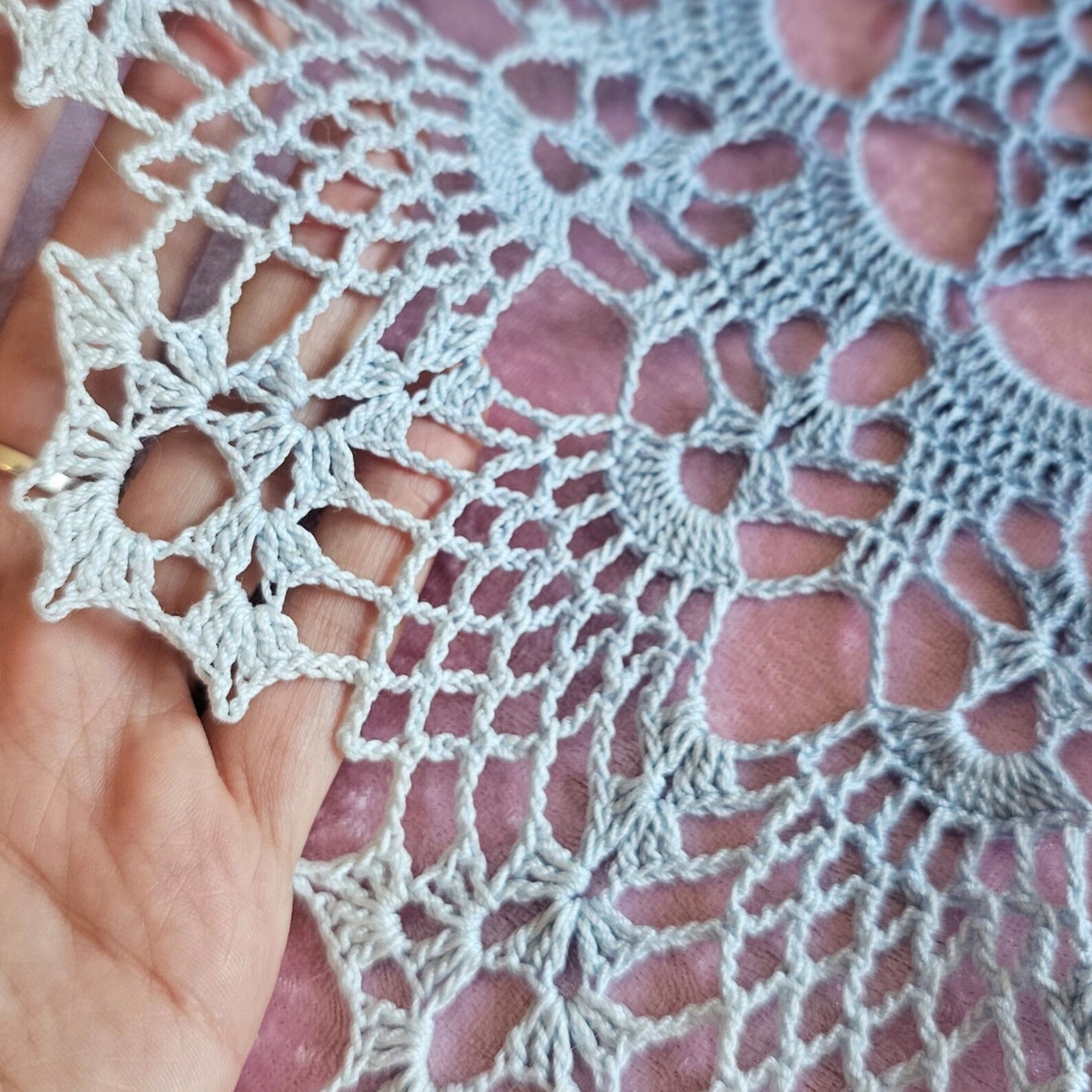 Light Blue Lace Crochet Doily 43 Cm Diameter - Etsy
