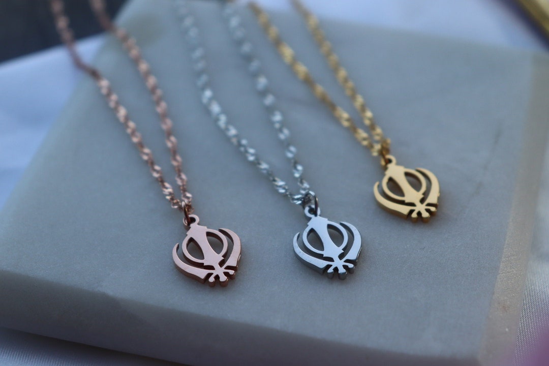 Khanda Necklace | Punjabi Sikh | Gold | Sikh Gifts | Desi | Khanda ...