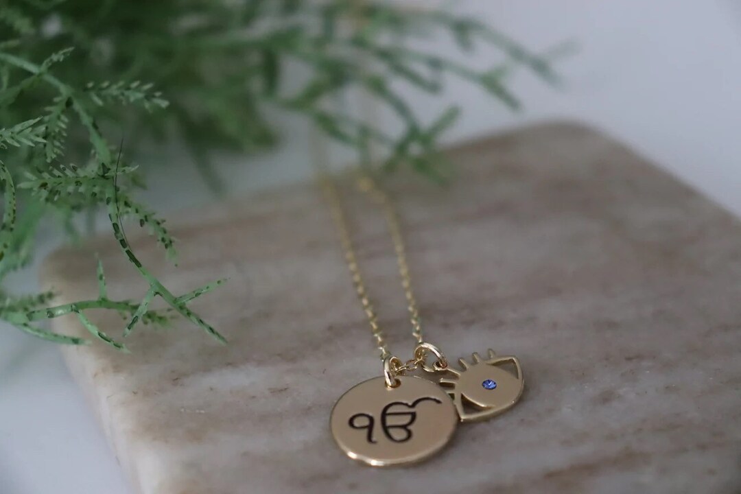 Punjabi + Ik Onkar Charm + Evil Eye Charm Necklace, Sikhism, Sikh - Etsy