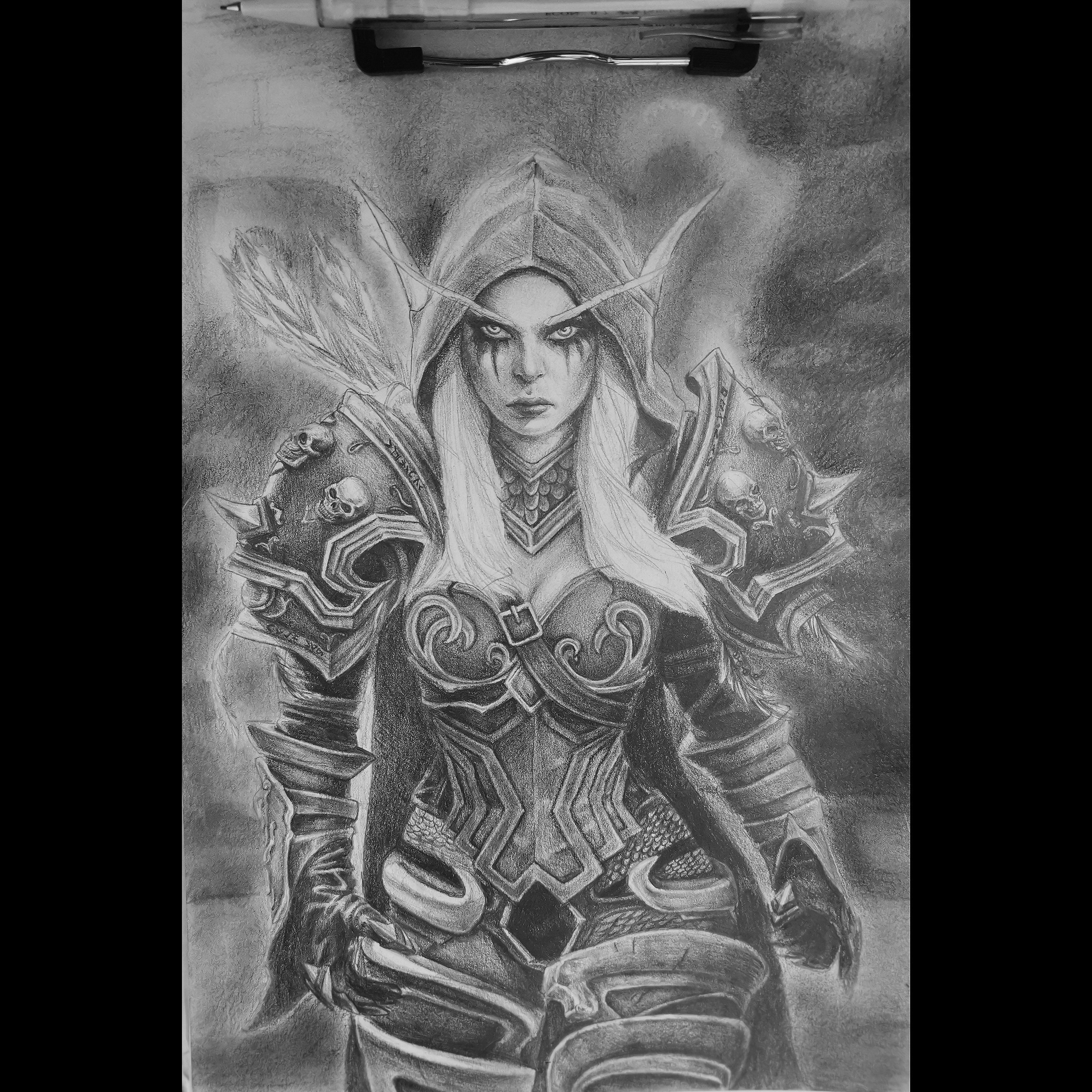 Original Pencil Drawing Sylvanna World of Warcraft - Etsy