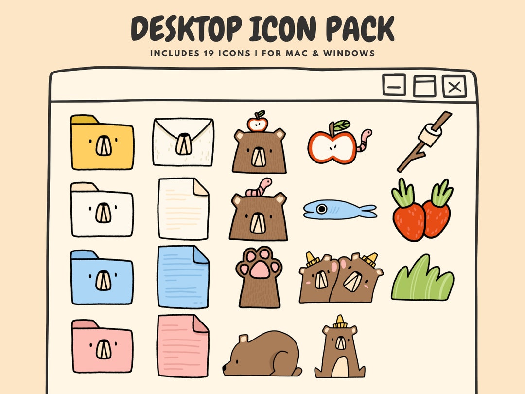 Bear Nature Theme Computer Desktop Icon Folder Pack for Mac & Windows ...