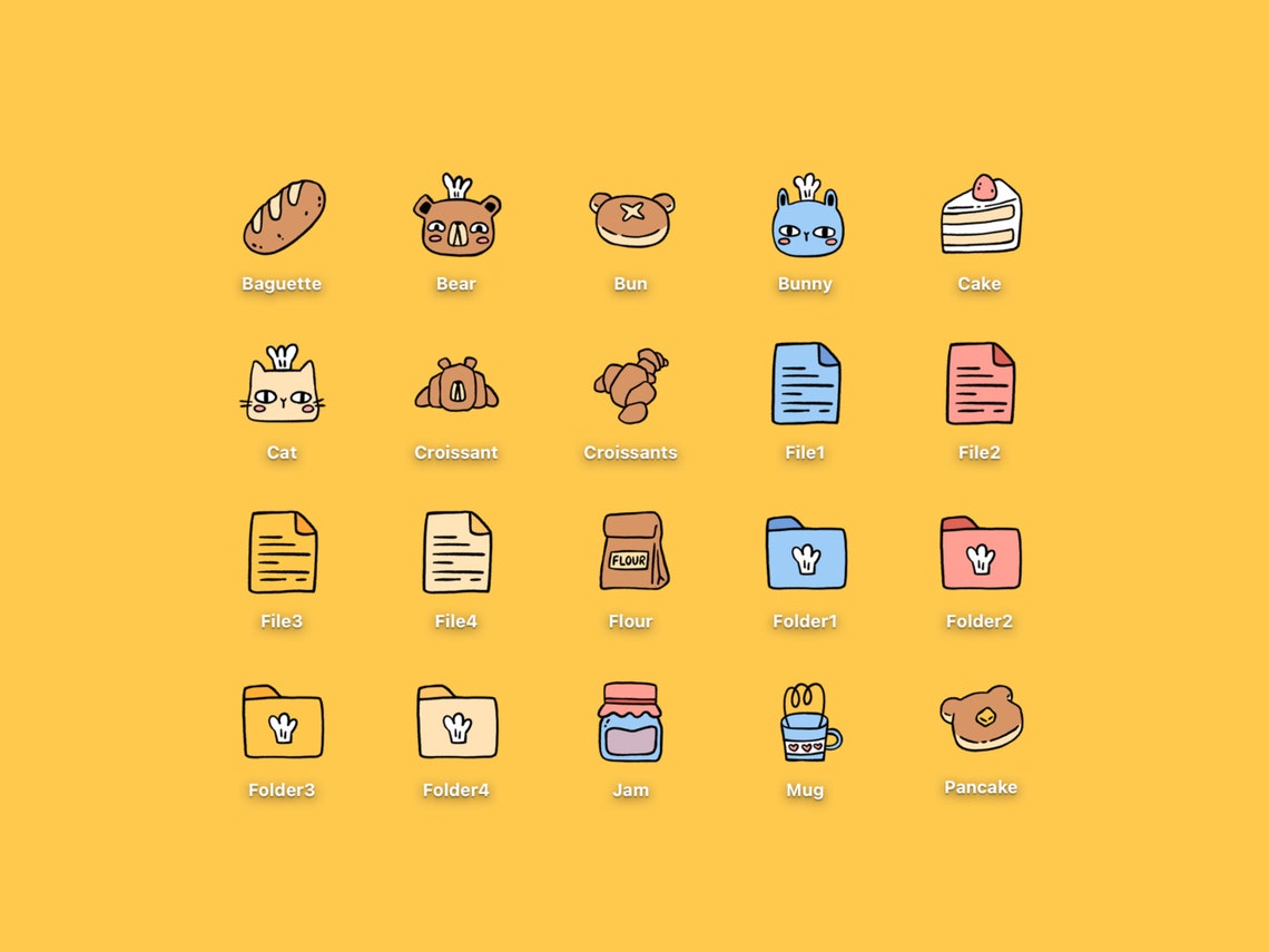 Bakery Theme Computer Desktop Icon Folder Pack for Mac & Windows | Mac ...