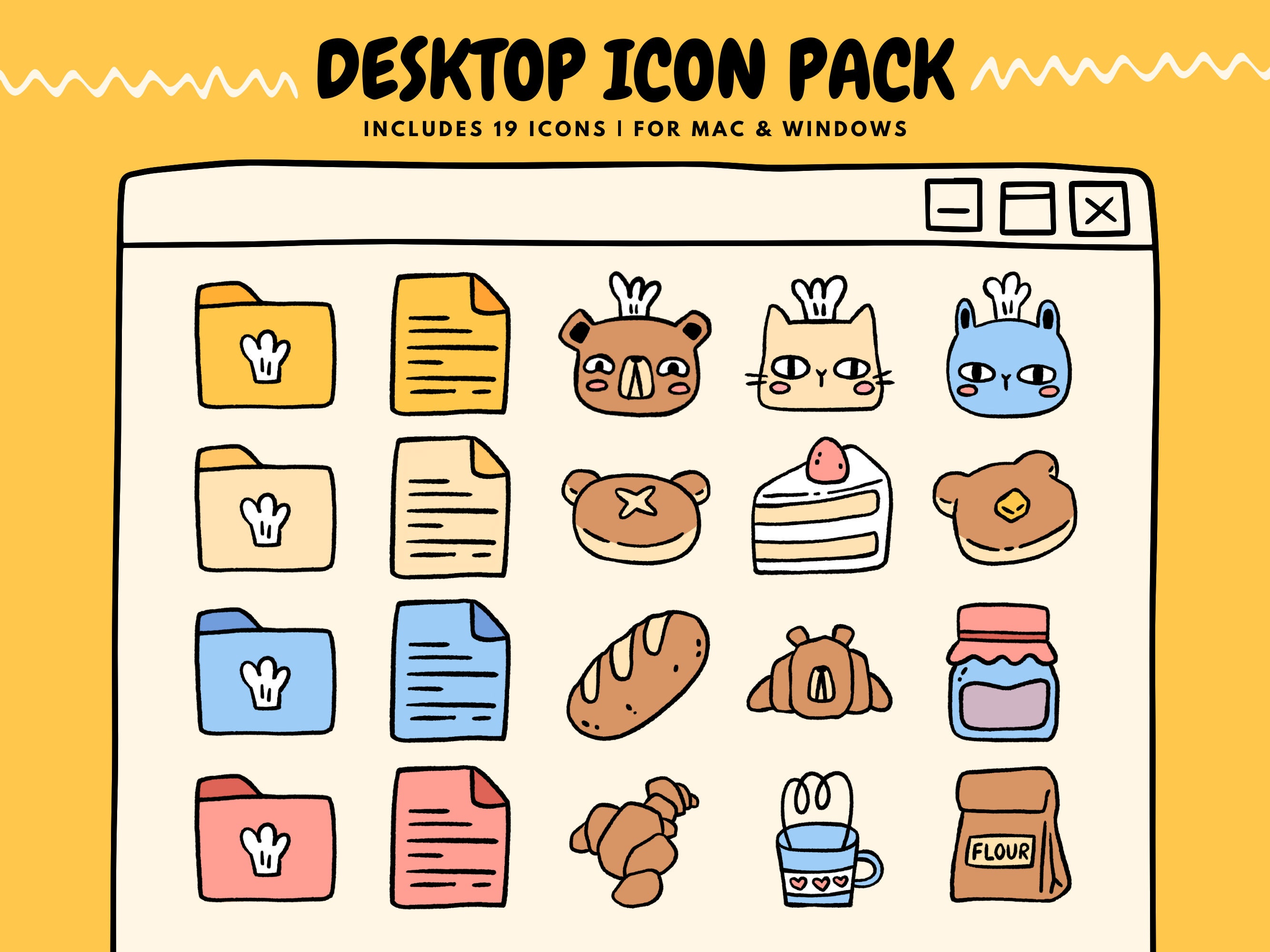 Bakery Theme Computer Desktop Icon Folder Pack for Mac & Windows Mac ...