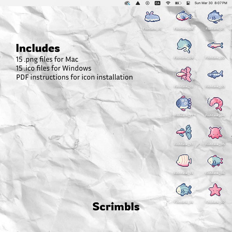 Fishtank Theme Computer Desktop Icon Folder Pack for Mac & Windows ...