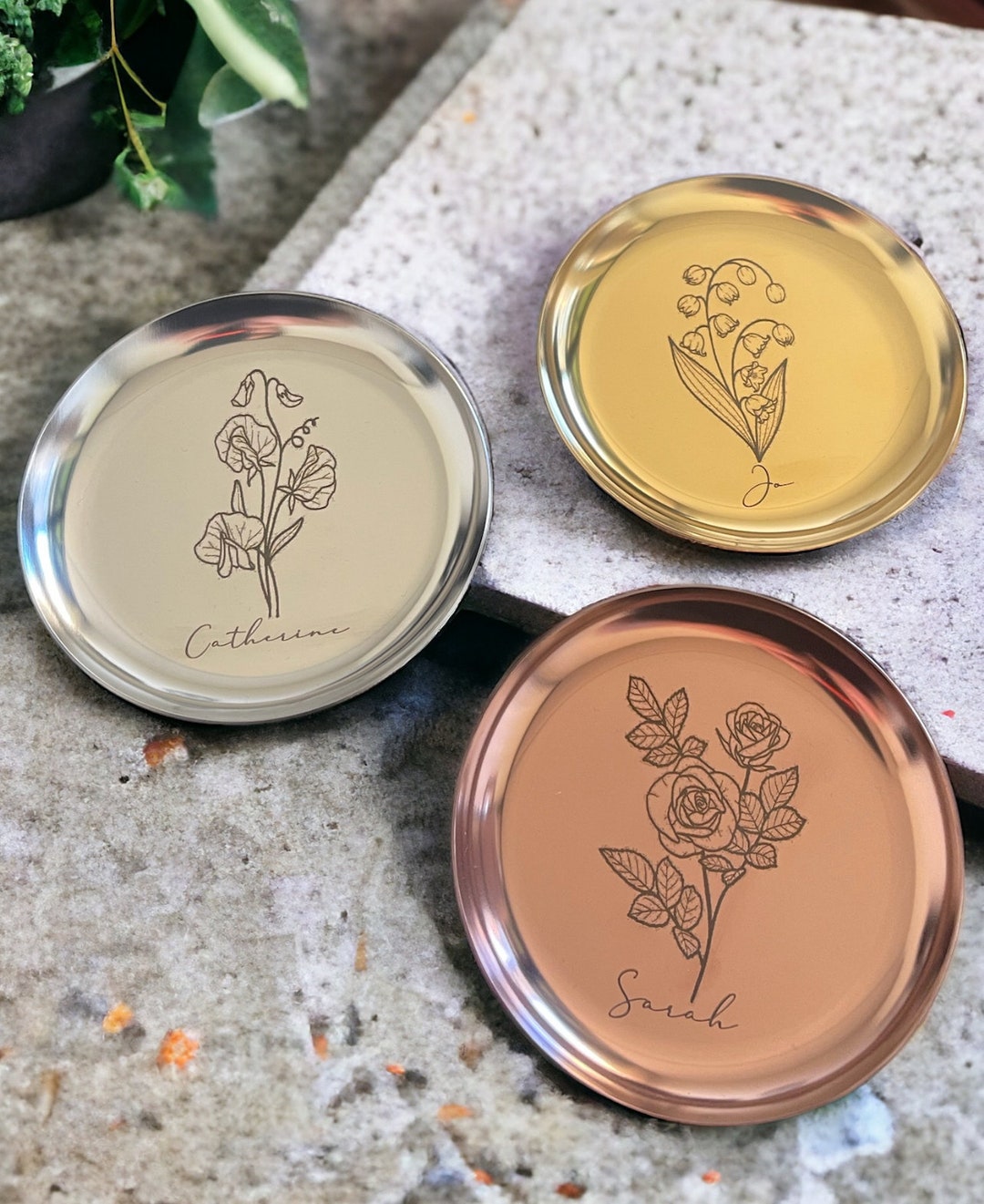 Personalised Ring Tray Birth Flower Jewellery Tray Trinket Dish ...