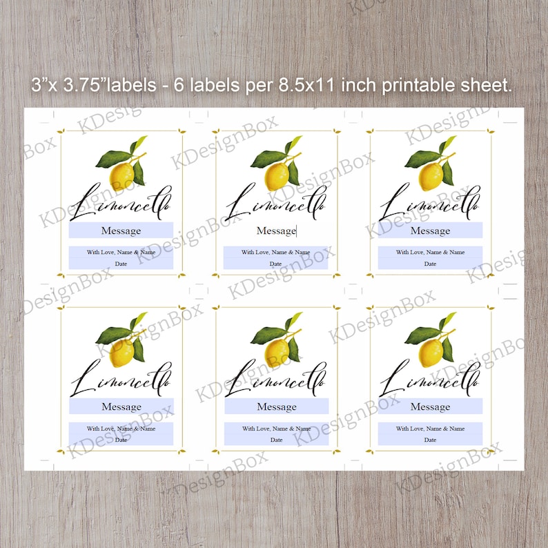Editable Limoncello Labels, Lemon, Gift Labels, Editable PDF, Editable ...