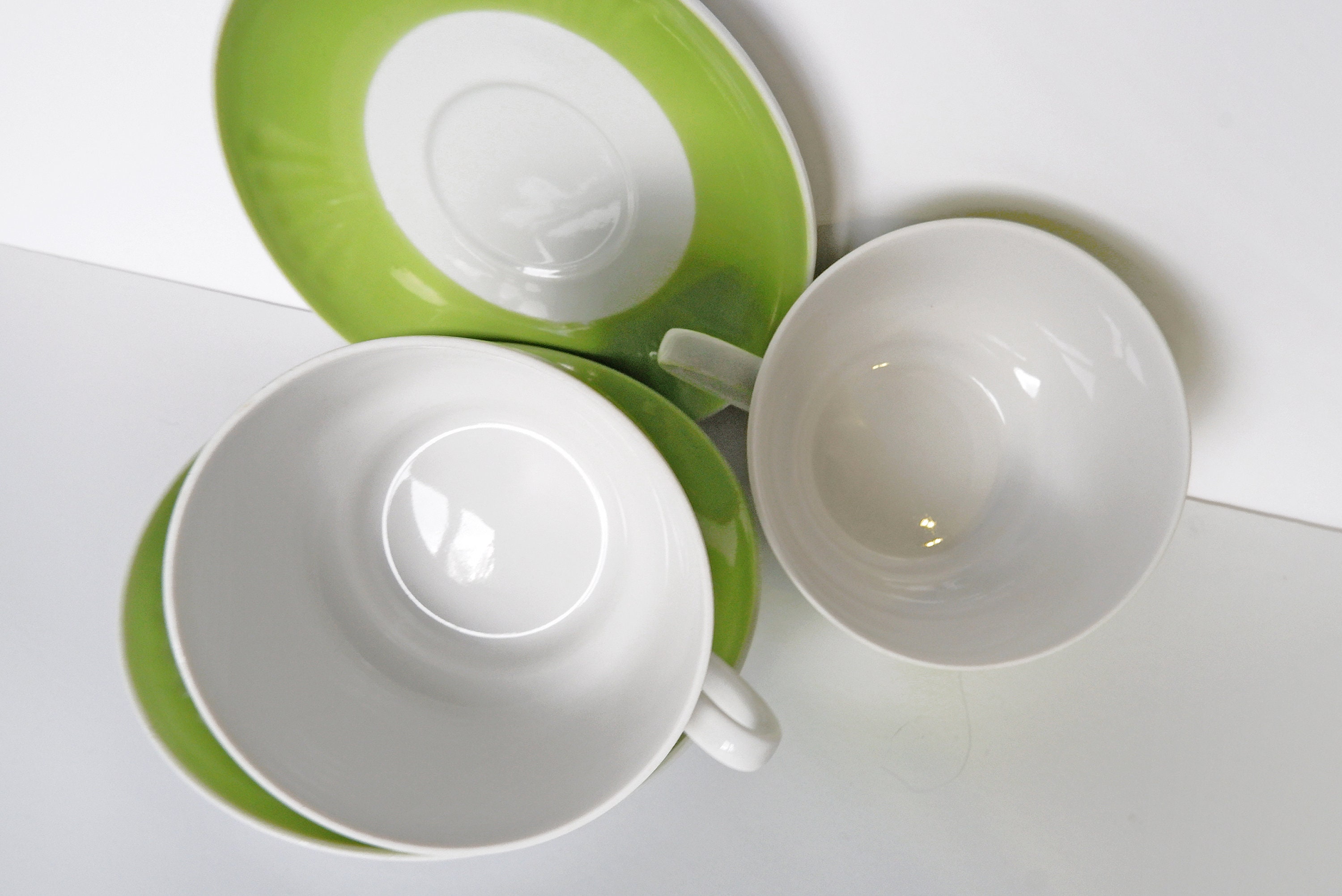 80's Soviet RPR Latvian Porcelain Tea / Coffee Cup Set for Two | Lime ...