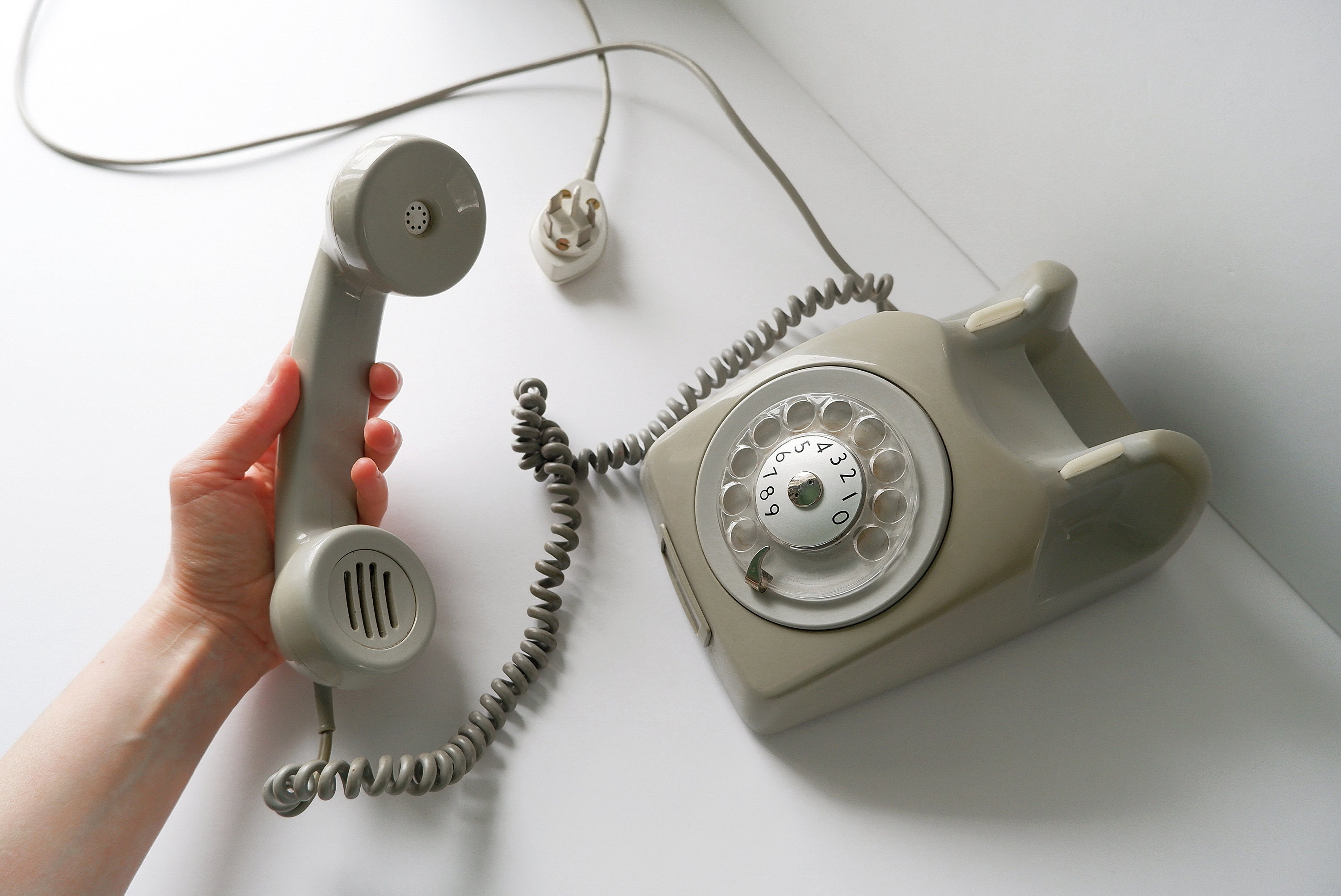 Vintage Swedish Rotary Landline Phone | Grey \ Greige Plastic and Metal ...