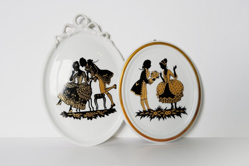 Kaiser Porcelain Rokoko Wall Plate Decor Set of 2 | Couples Motive With ...